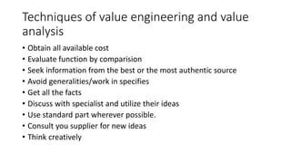 Introduction to value engineering and value analysis | PPT