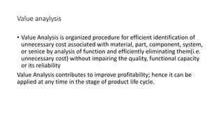 Introduction to value engineering and value analysis | PPT