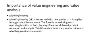Introduction to value engineering and value analysis | PPT