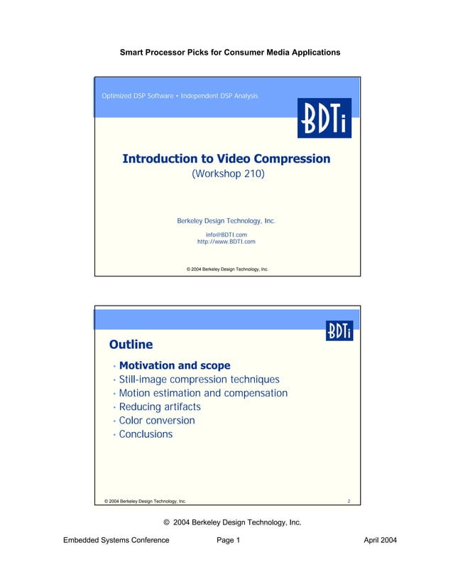 Introduction to video compression | PDF | Video Software | Computer Software and Applications