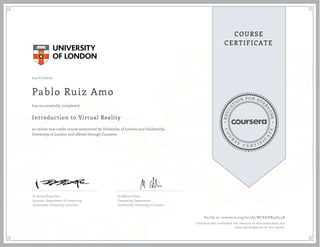 Introduction to Virtual Reality - University of London - Pablo Ruiz Amo | PDF