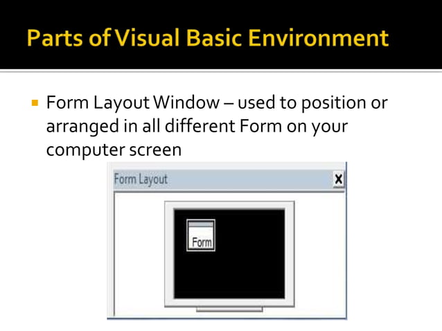 Introduction to visual basic 6 (1) | PPTX | Programming Languages | Computing