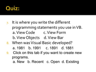 Introduction to visual basic 6 (1) | PPTX