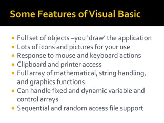 Introduction to visual basic 6 (1) | PPTX