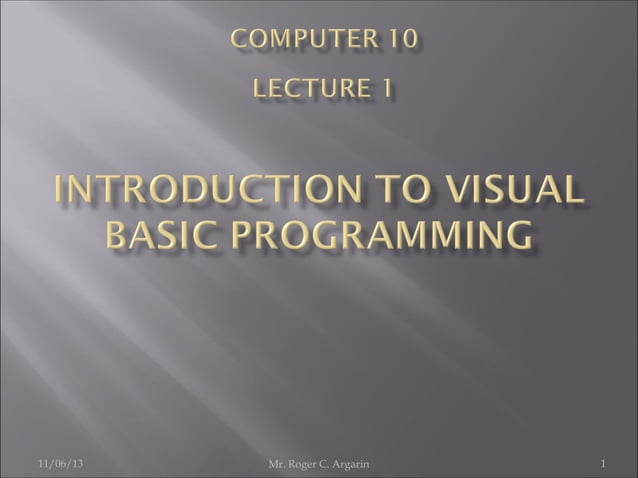 Introduction to visual basic programming | PPT
