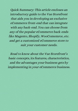 Introduction to Vue Storefront: Headless PWA to Boost Your eCommerce Site Performance | PDF