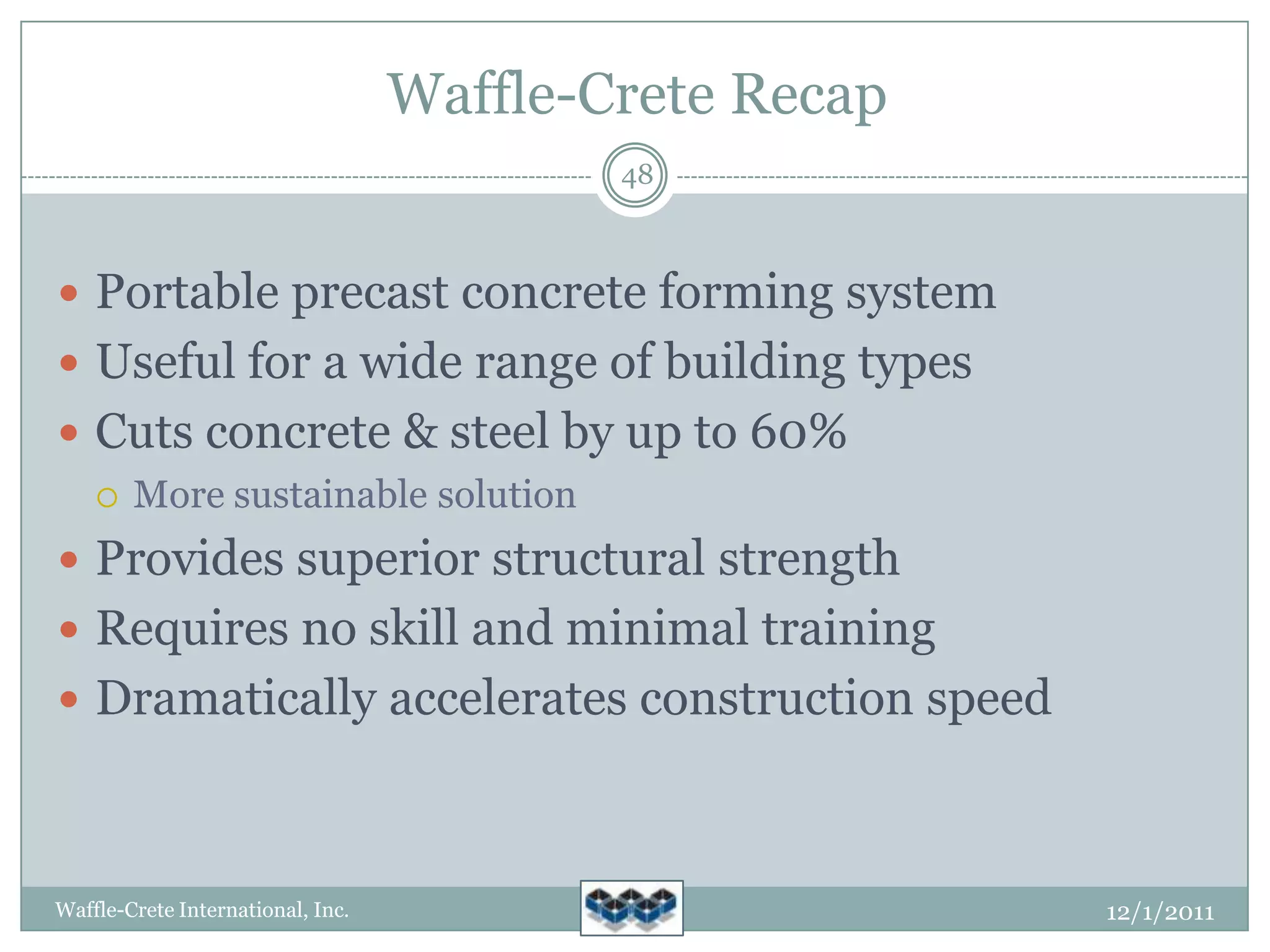 Introduction to the Waffle-Crete Precast Concrete Building System | PPTX