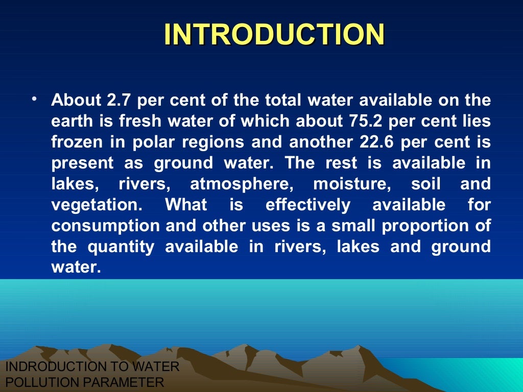 INTRODUCTION TO WATER POLLUTION PARAMETERS -CONCEPT, OBJECTIVES AND N…