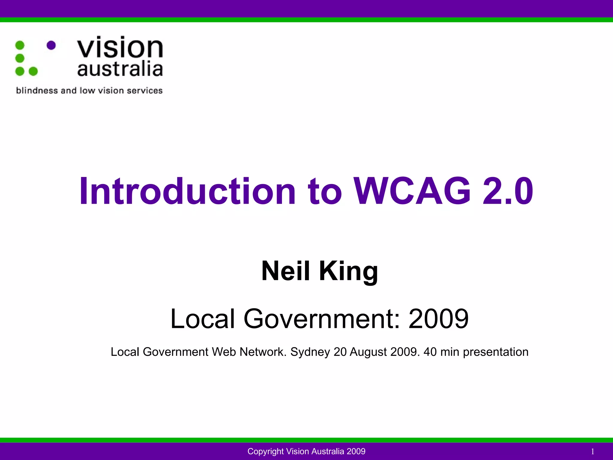 Introduction To WCAG 2.0 | PPT