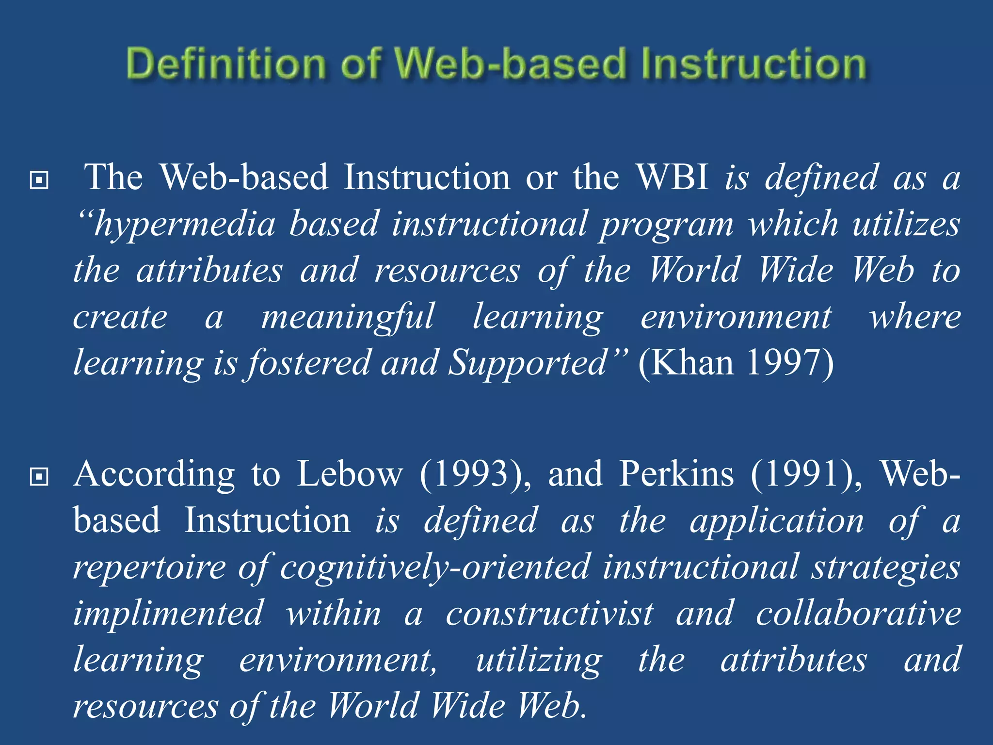 Introduction To Web Based Instruction Ttl Reportingpptx
