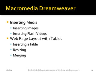 Introduction To Web Design with Dreamweaver Basics | PPT