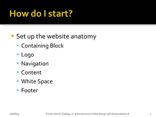Introduction To Web Design with Dreamweaver Basics | PPT