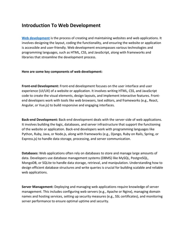 Introduction To Web Development.docx