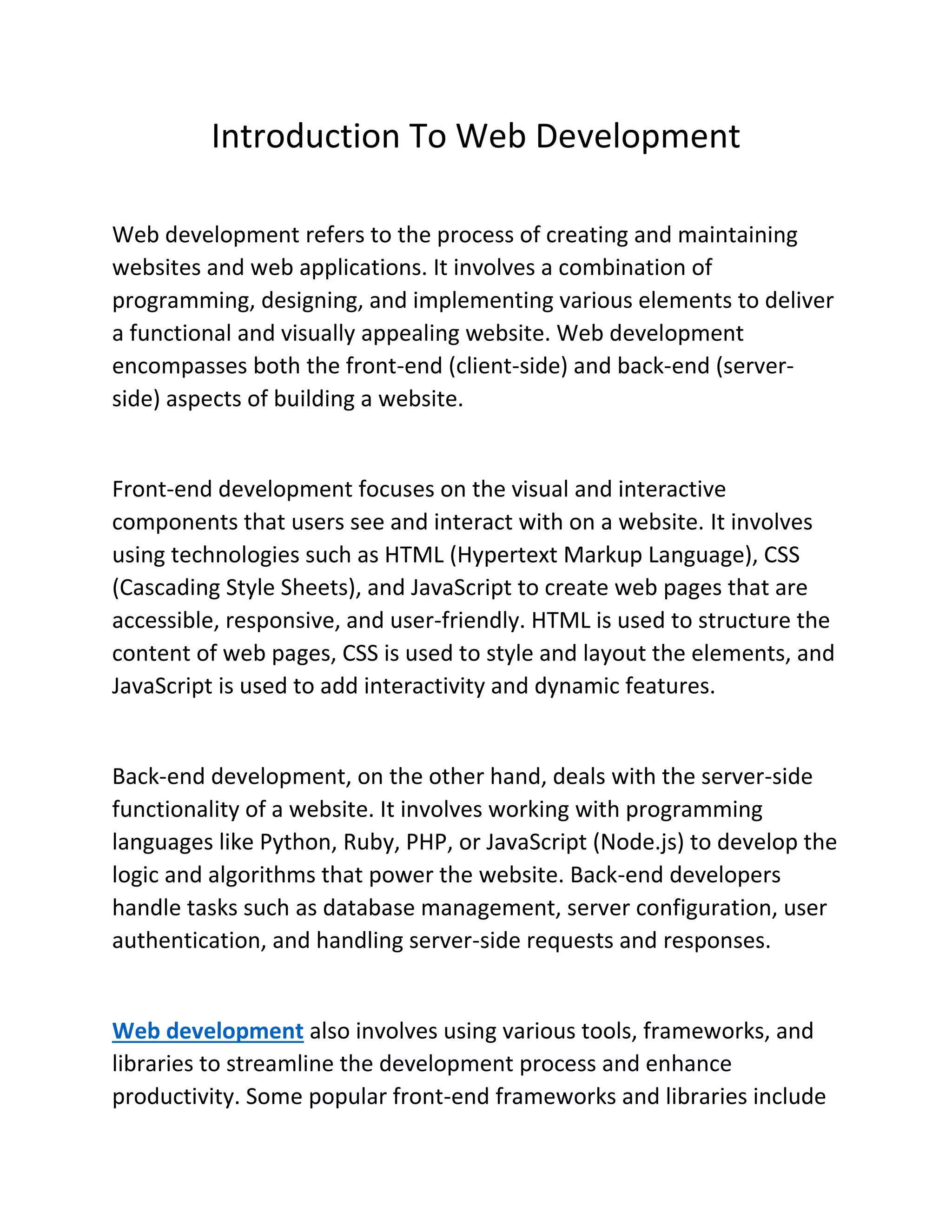 Introduction To Web Development.docx