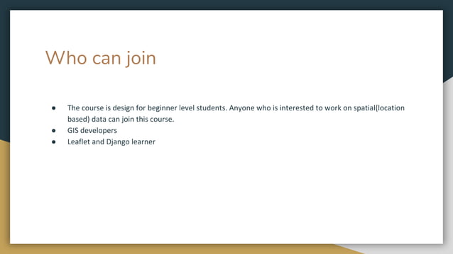 Introduction to web mapping and web gis 2020: GeoDjango | PPT