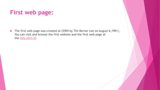 Introduction to webpage | PPTX | Web Design and HTML | Internet