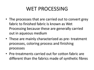 Introduction to wet processing of fabric | PDF