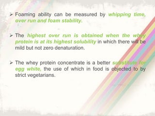 functional properties of whey protein concentrate | PPTX
