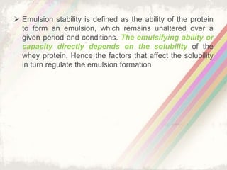 functional properties of whey protein concentrate | PPTX