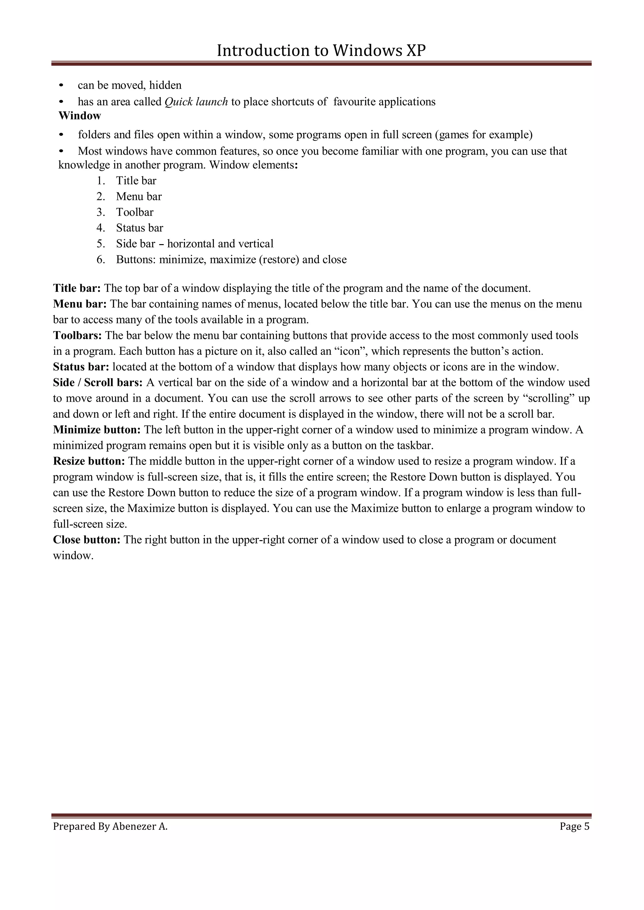 Introduction to windows xp | PDF