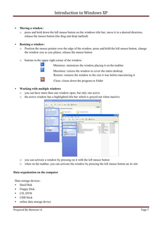 Introduction to windows xp | PDF