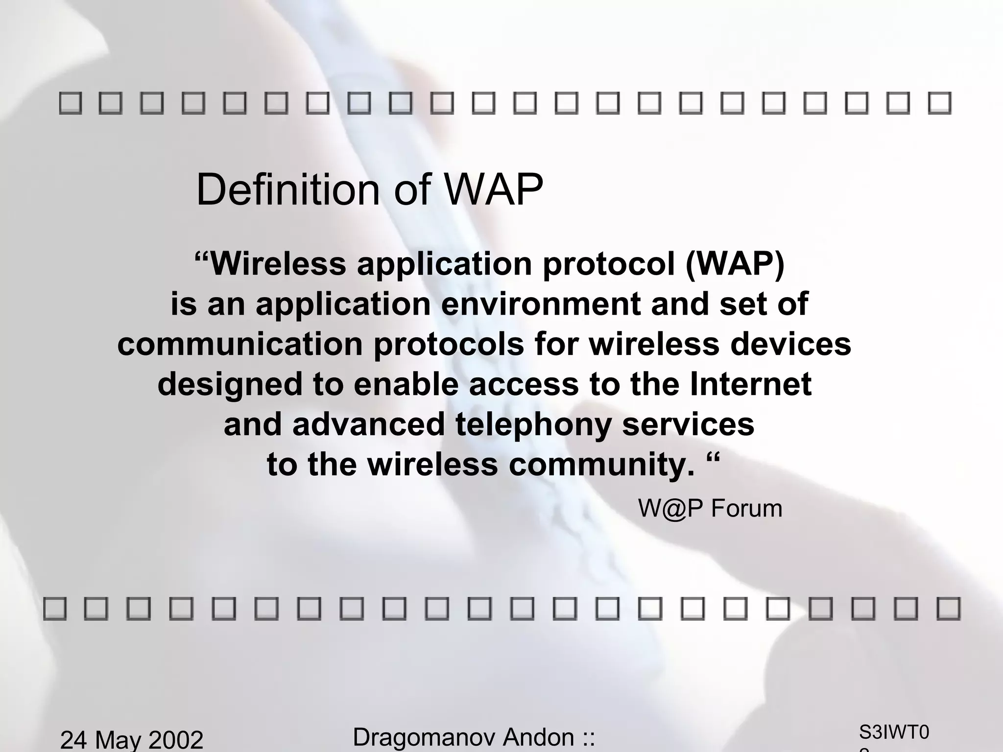 Introduction to wireless application protocol (wap)ogi | PPT