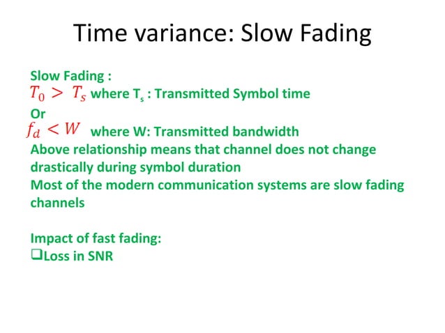 Introduction To Wireless Fading Channels | PPT | Computer Networking | Computing