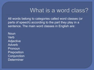 introduction to word classes including examples | PPTX