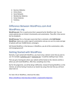 Introduction To Word Press Docx