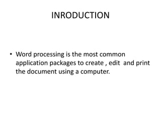 Introduction to word processor | PPT