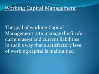 Introduction to working capital management | PPTX