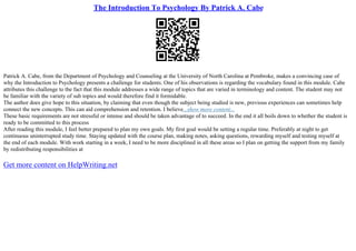 Introduction To Work Psychology | PDF