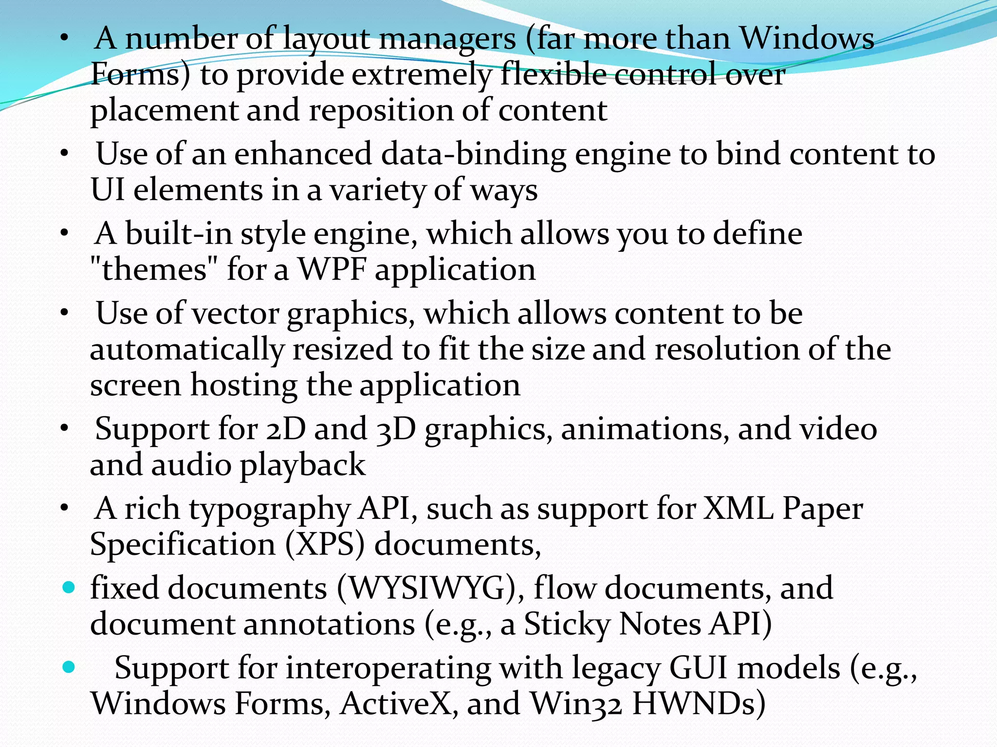 Introduction to wpf | PPTX | Operating Systems | Computer Software and Applications