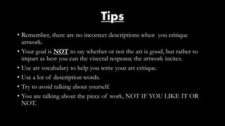 Introduction to Writing About Art - Critical | PPTX