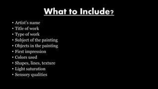 Introduction to Writing About Art - Critical | PPTX