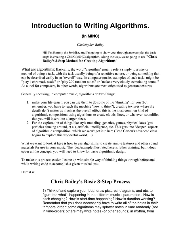 Introduction to writing algorithms | PDF