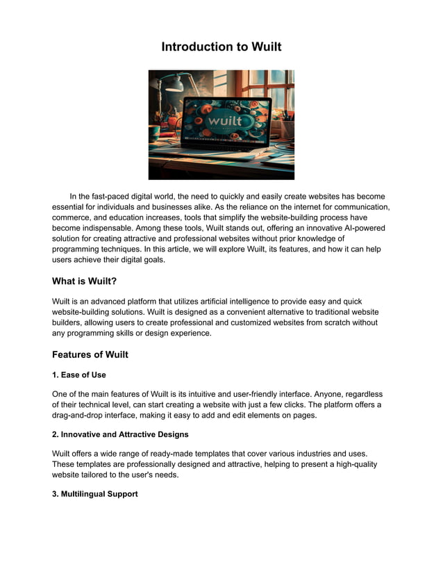 Introduction to Wuilt &website design.pdf | Free Download