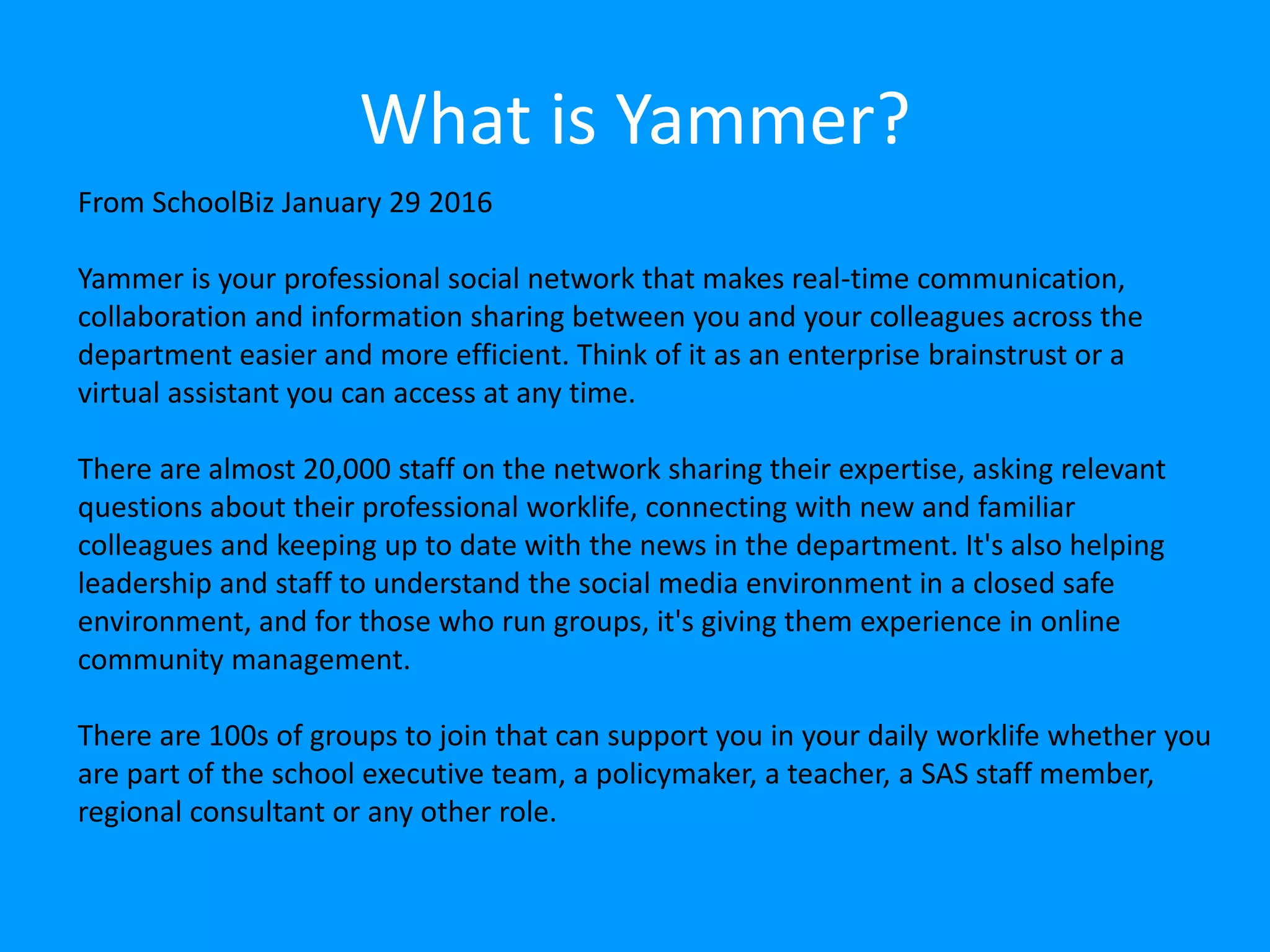 Introduction to yammer | PPT