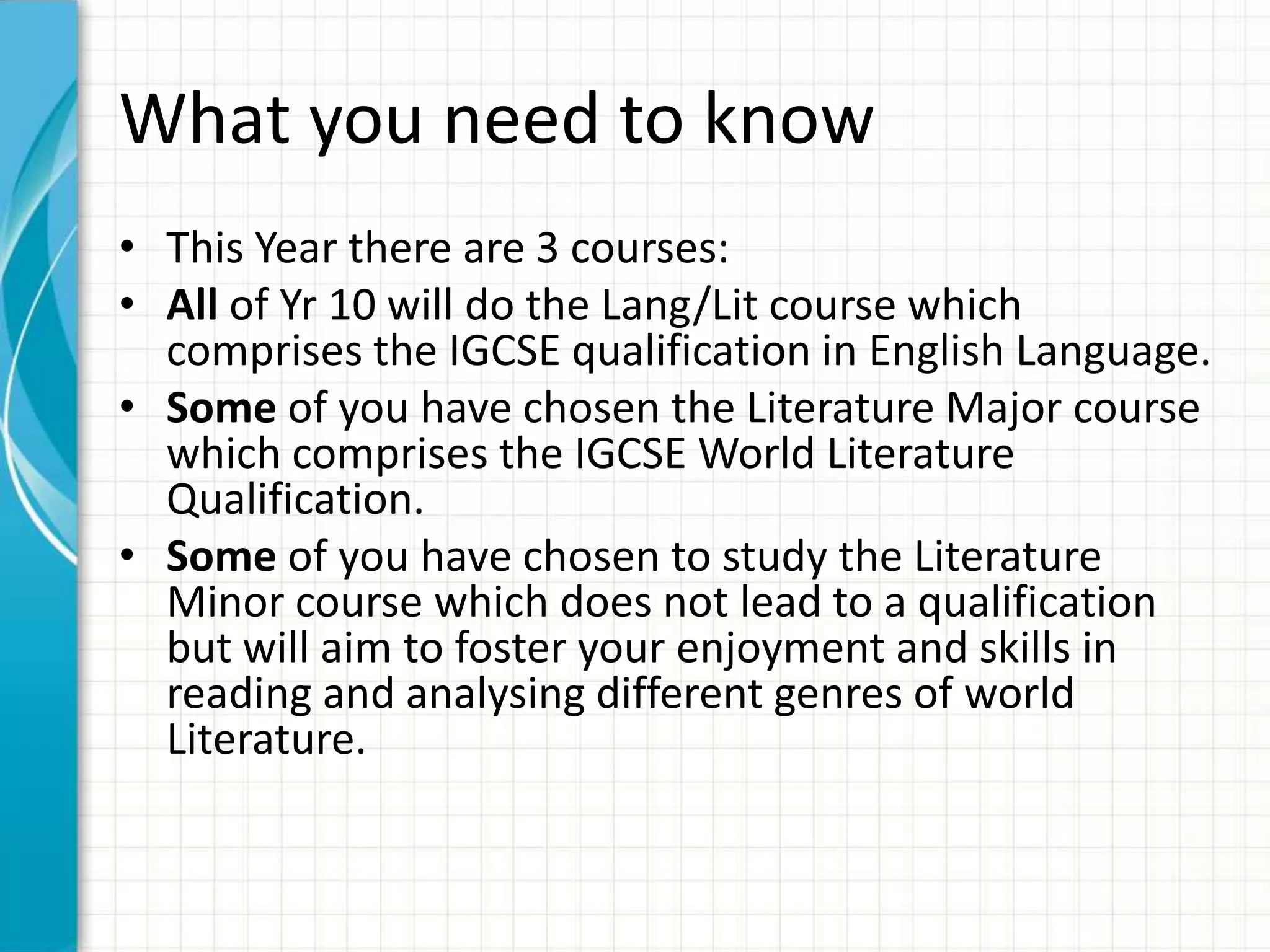 Introduction to yr 10 | PPT