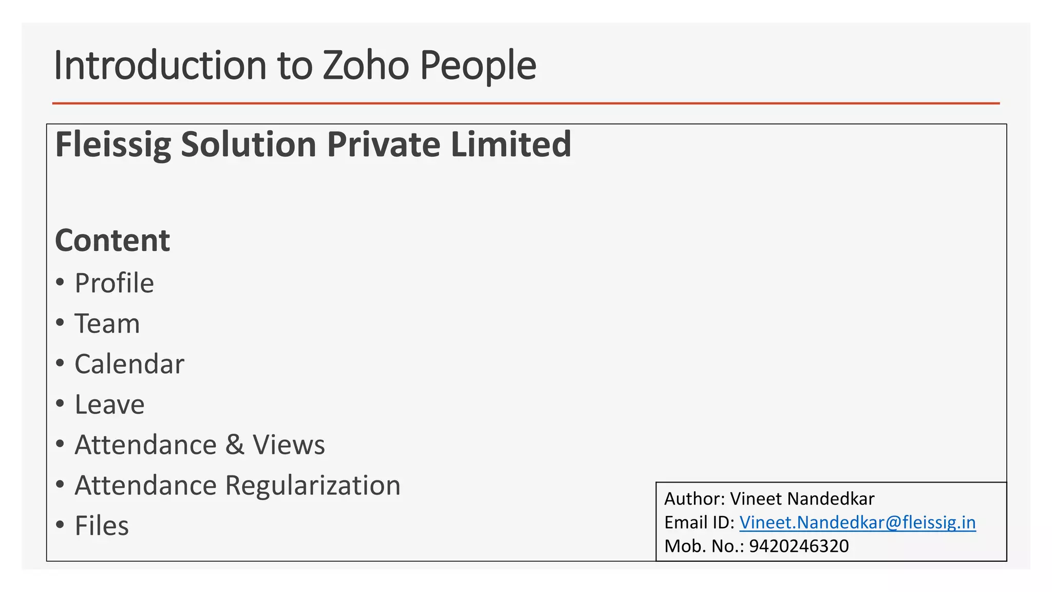 Introduction to zoho people | PPTX