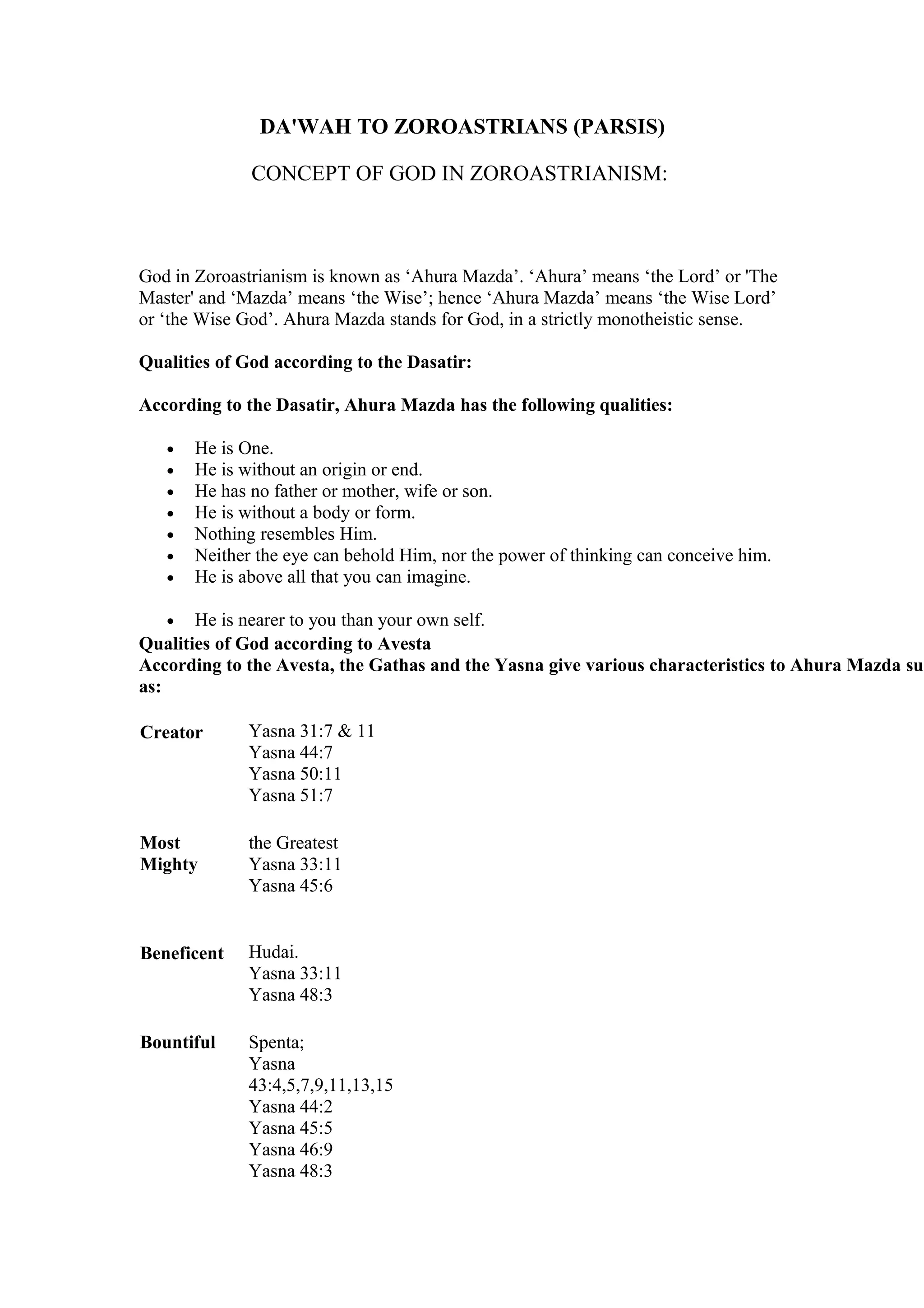 Introduction To Zoroastrianism (By Dr Zakir Naik) | PDF