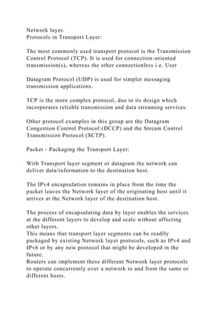 IntroductionTransport LayerTransport Layer forms the bas.docx