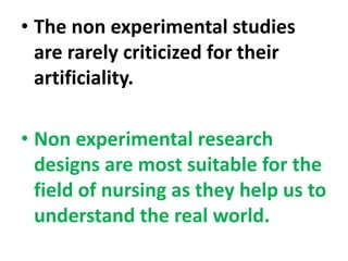 INTO & TYPES OF NON EXPERIMENTAL RESEARCH DESIGNS | PPTX