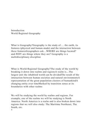 IntroductionWorld Regional GeographyWhat is Geog.docx