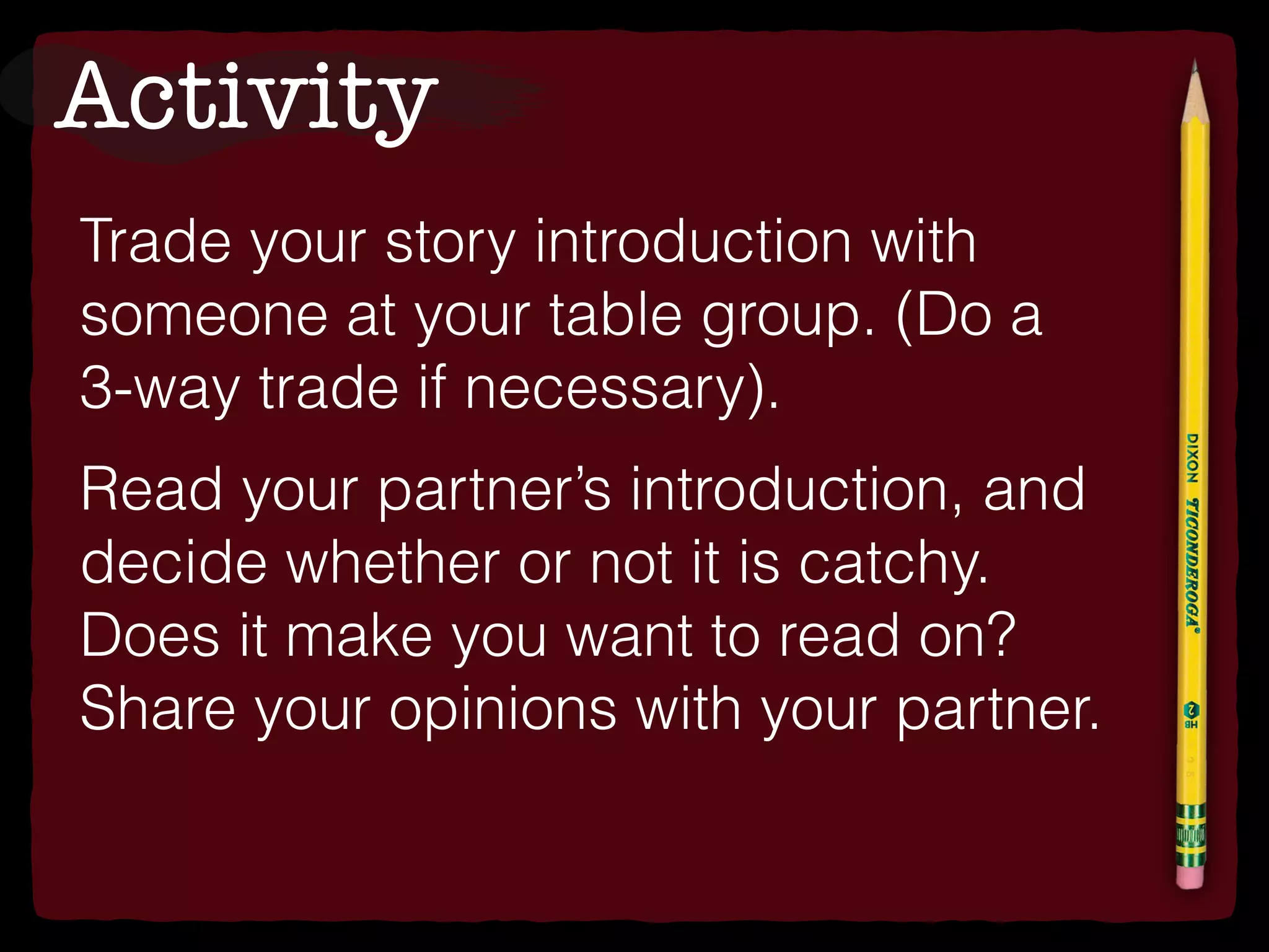 Introduction Writing + What's the Purpose? | PDF | Screenwriting ...