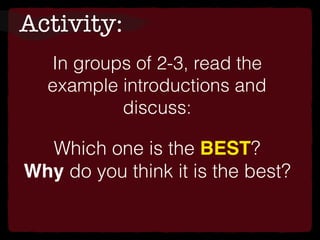 Introduction Writing + What's the Purpose? | PDF | Screenwriting ...