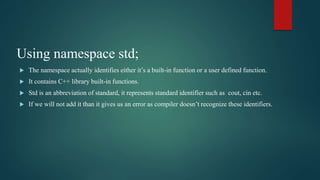 Introductio to c++ | PPTX | Programming Languages | Computing