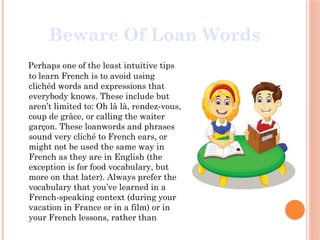 Introduction to basic french syllabus with vocabulary | PPTX