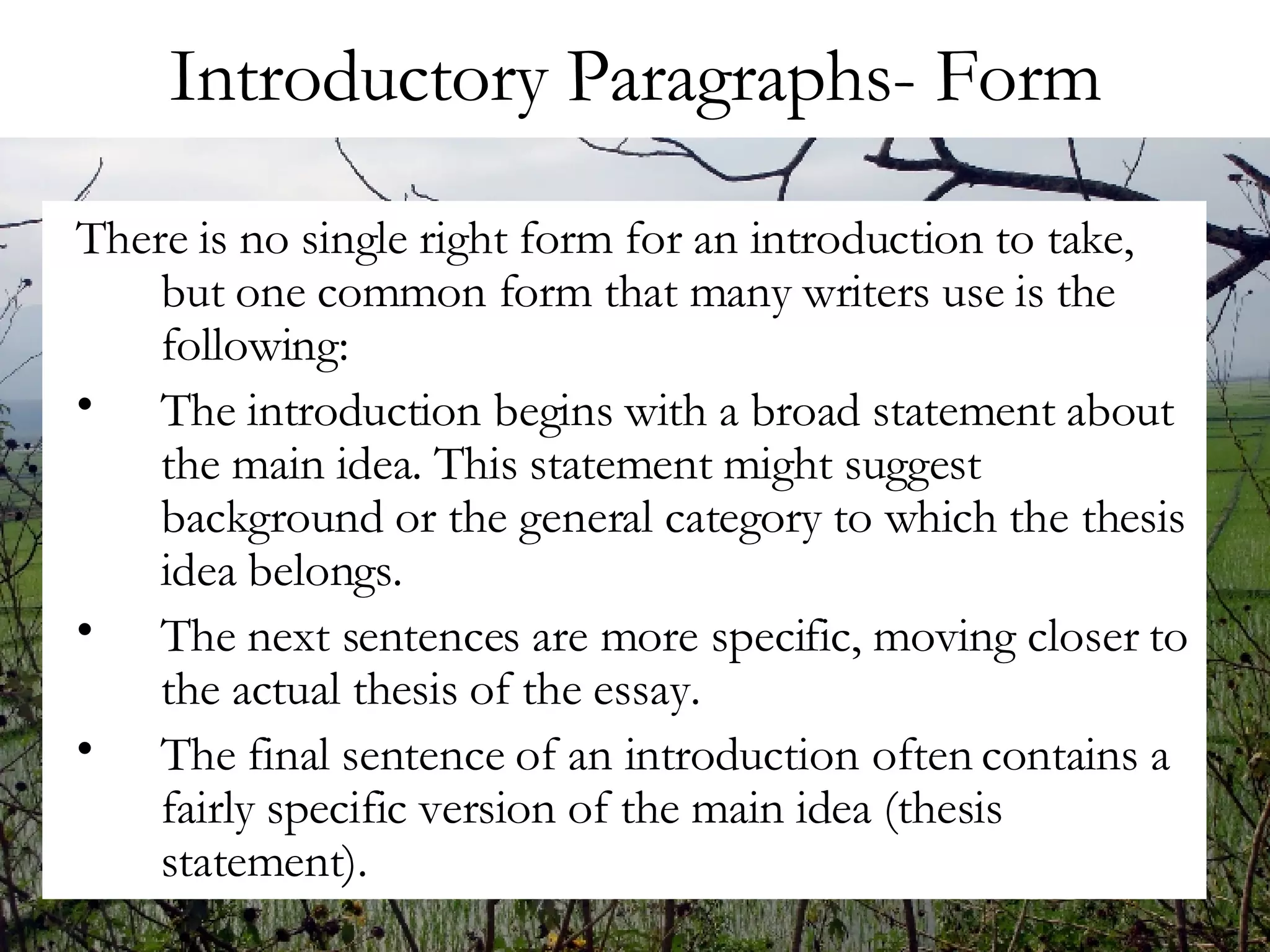 Introductory And Body Paragraphs | PPT