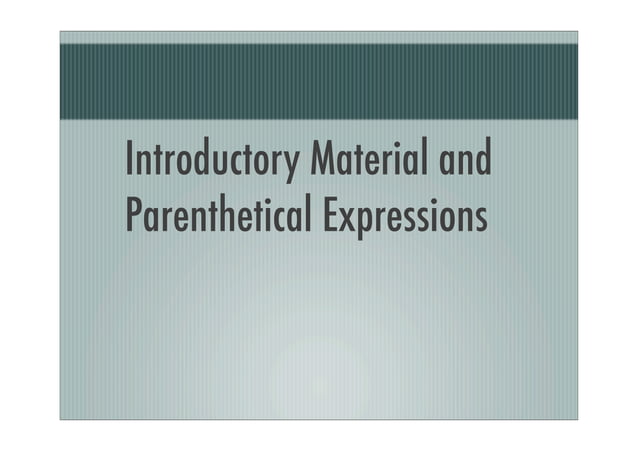 Introductory Material Keynote | PDF